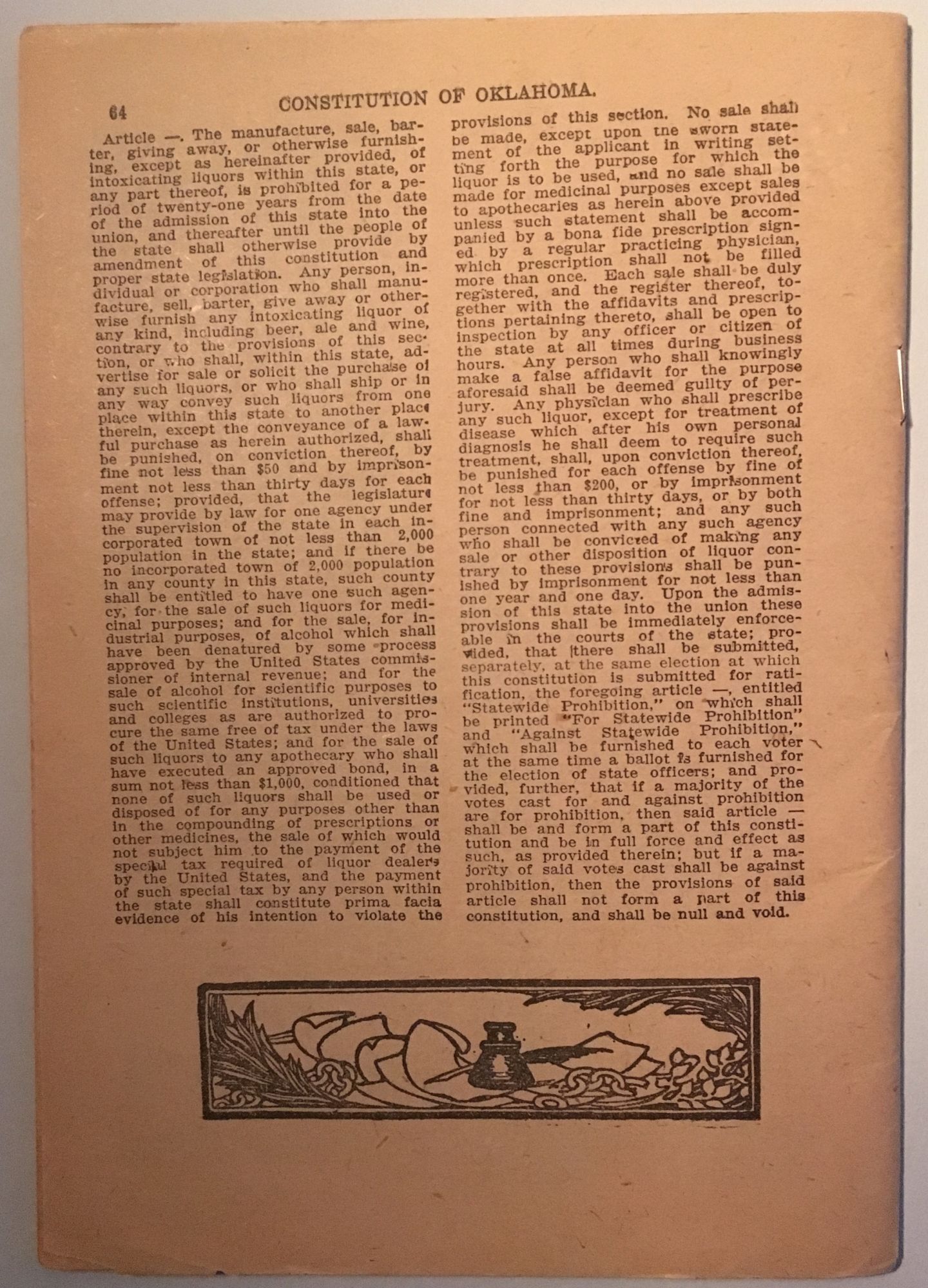 Constitution of Oklahoma as Submitted by the Constitutional Convention ...